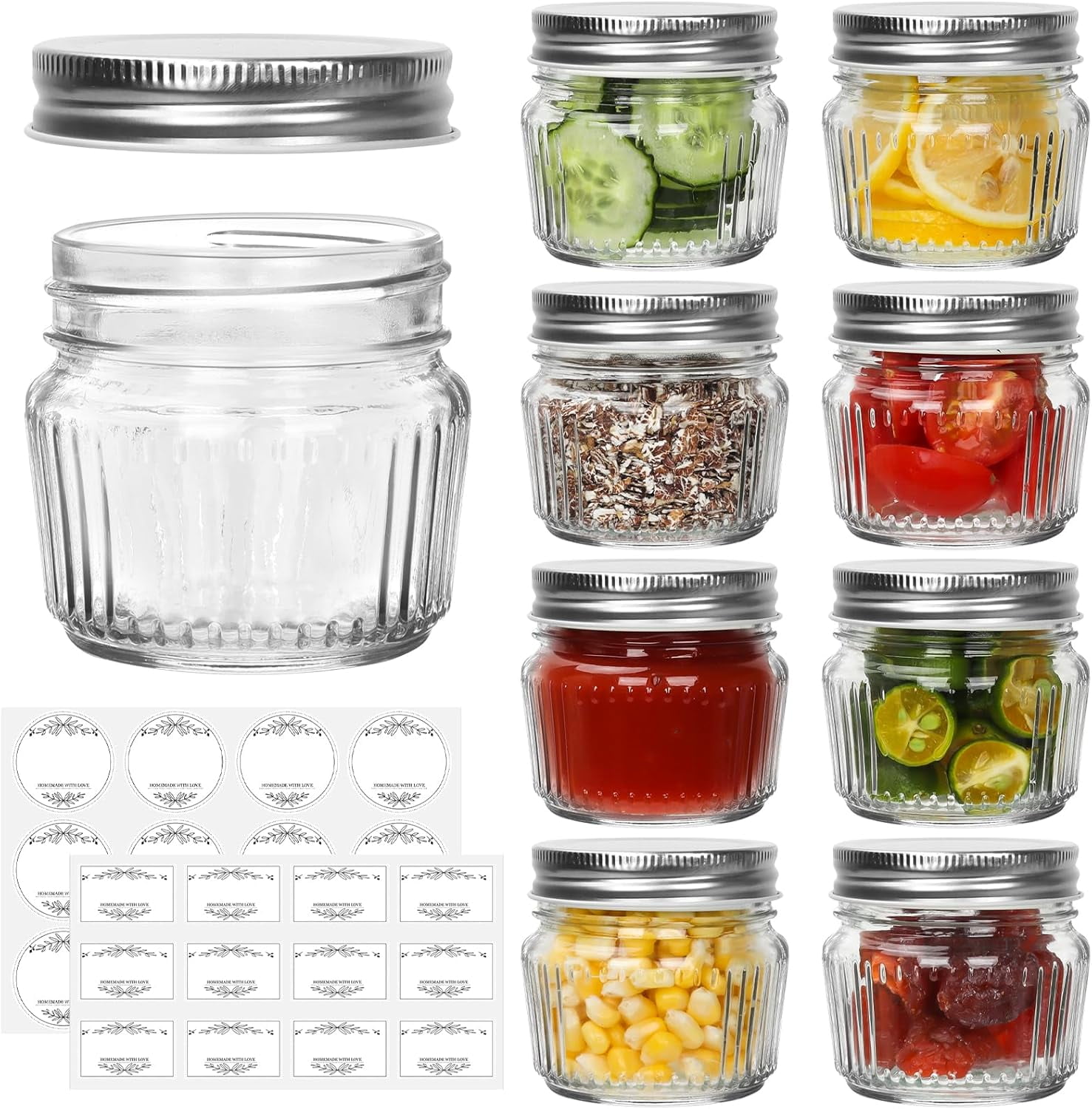 Small Glass Mason Jars with Lids - 4 oz Vintage Canning Jars, Pickling ...