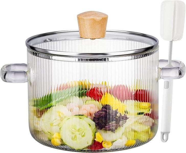 Small Glass Simmer Pot for Stove-Top Clear Borosilicate Glass Cooking ...