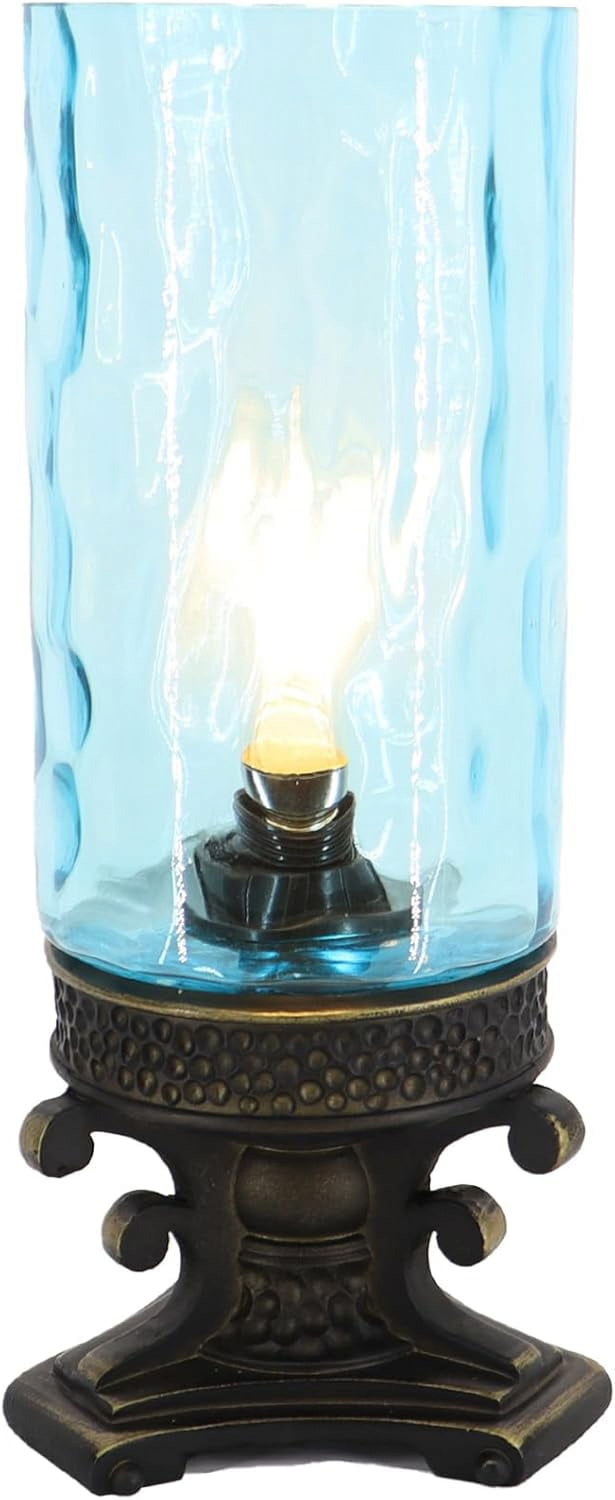 Small Glass Table Lamp Mini Candle Desk Night Light Bronze Resin Base 4 ...