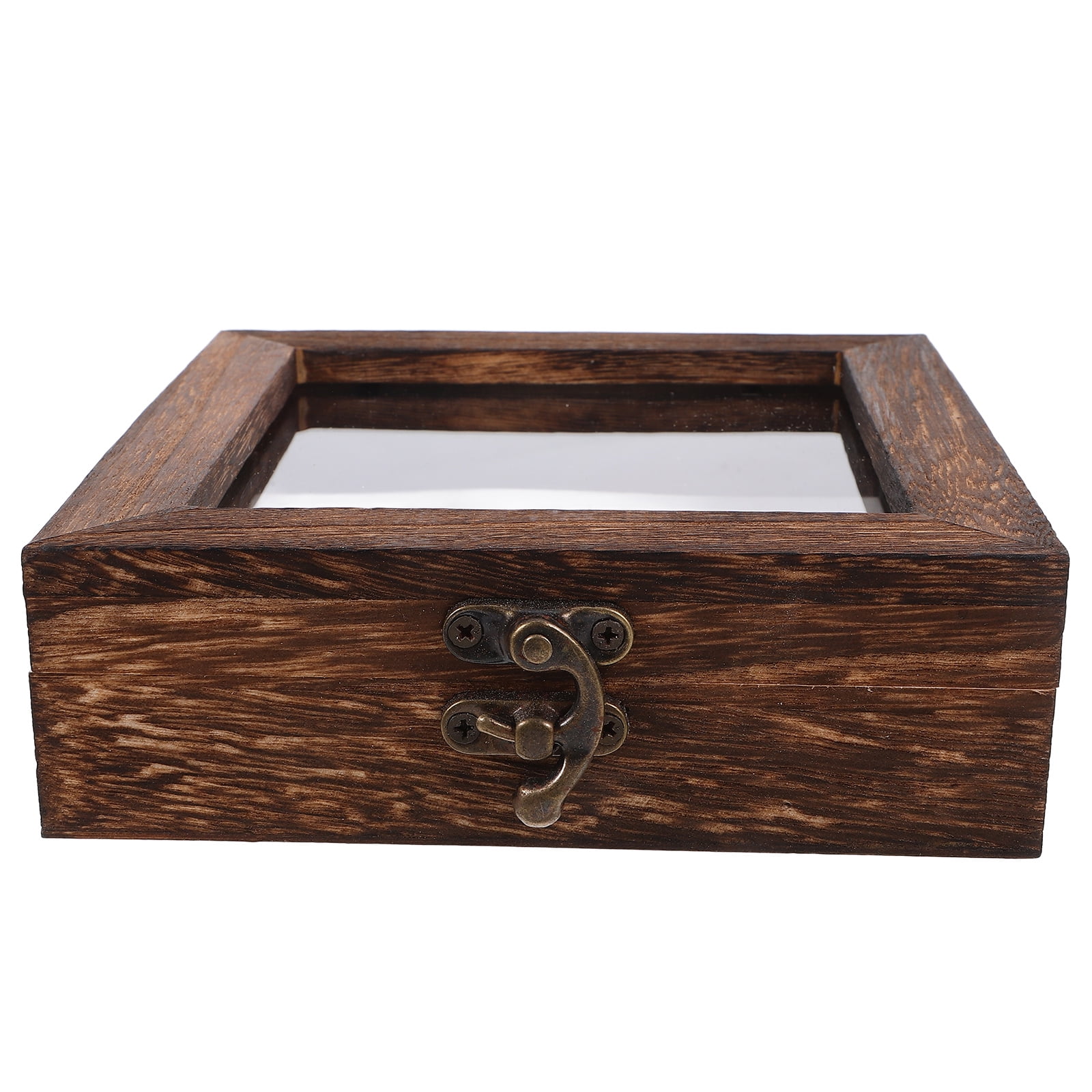 Small Glass Top Shadow Box Wooden Butterfly Display Box Shells Coins ...