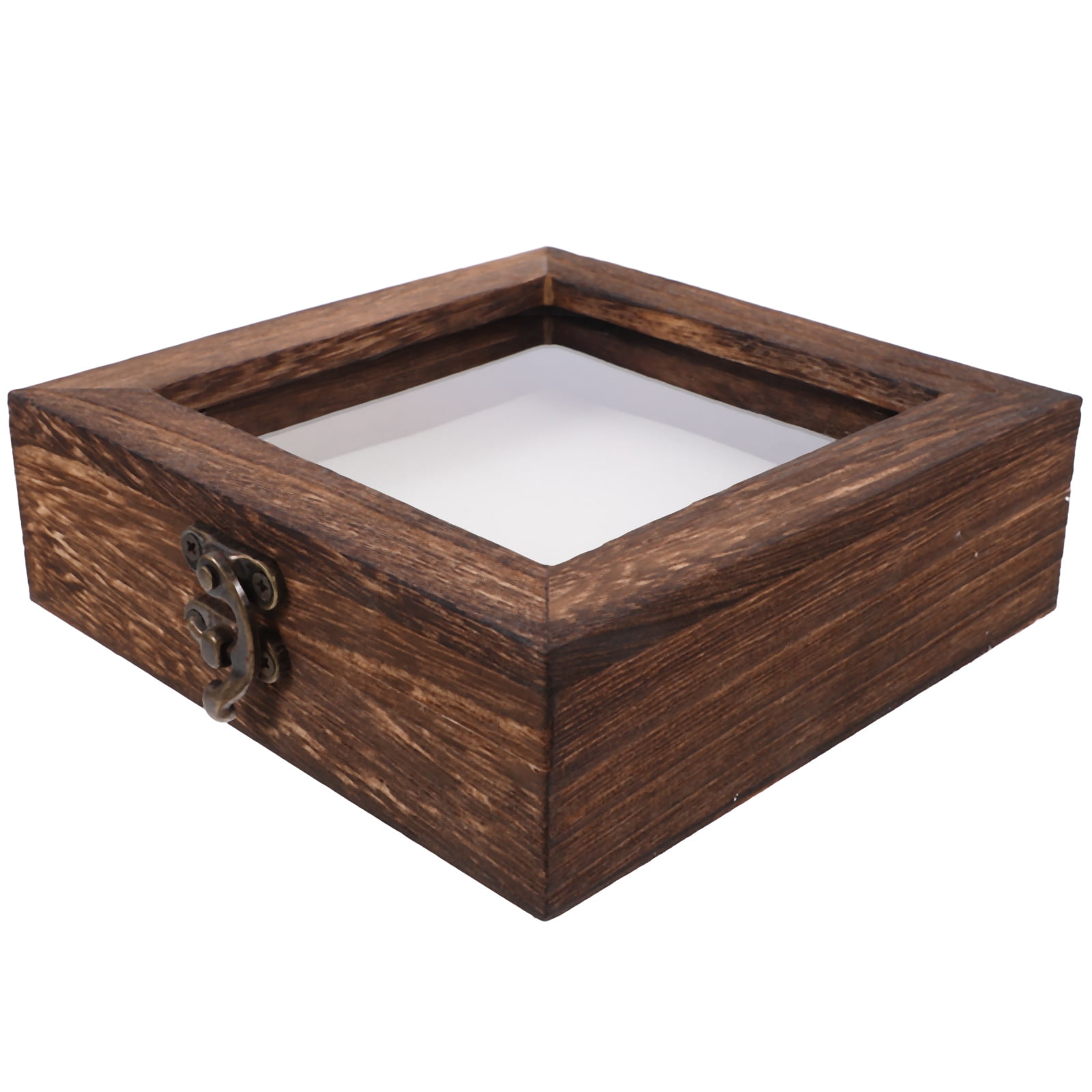 Small Glass Top Shadow Box Wooden Butterfly Display Box Shells Coins ...