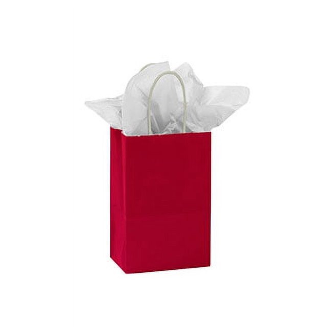 SSWBasics Small Glossy Red Paper Shopping Bags - 5 ¼”L x 3 ½”D x 8 ½”H ...