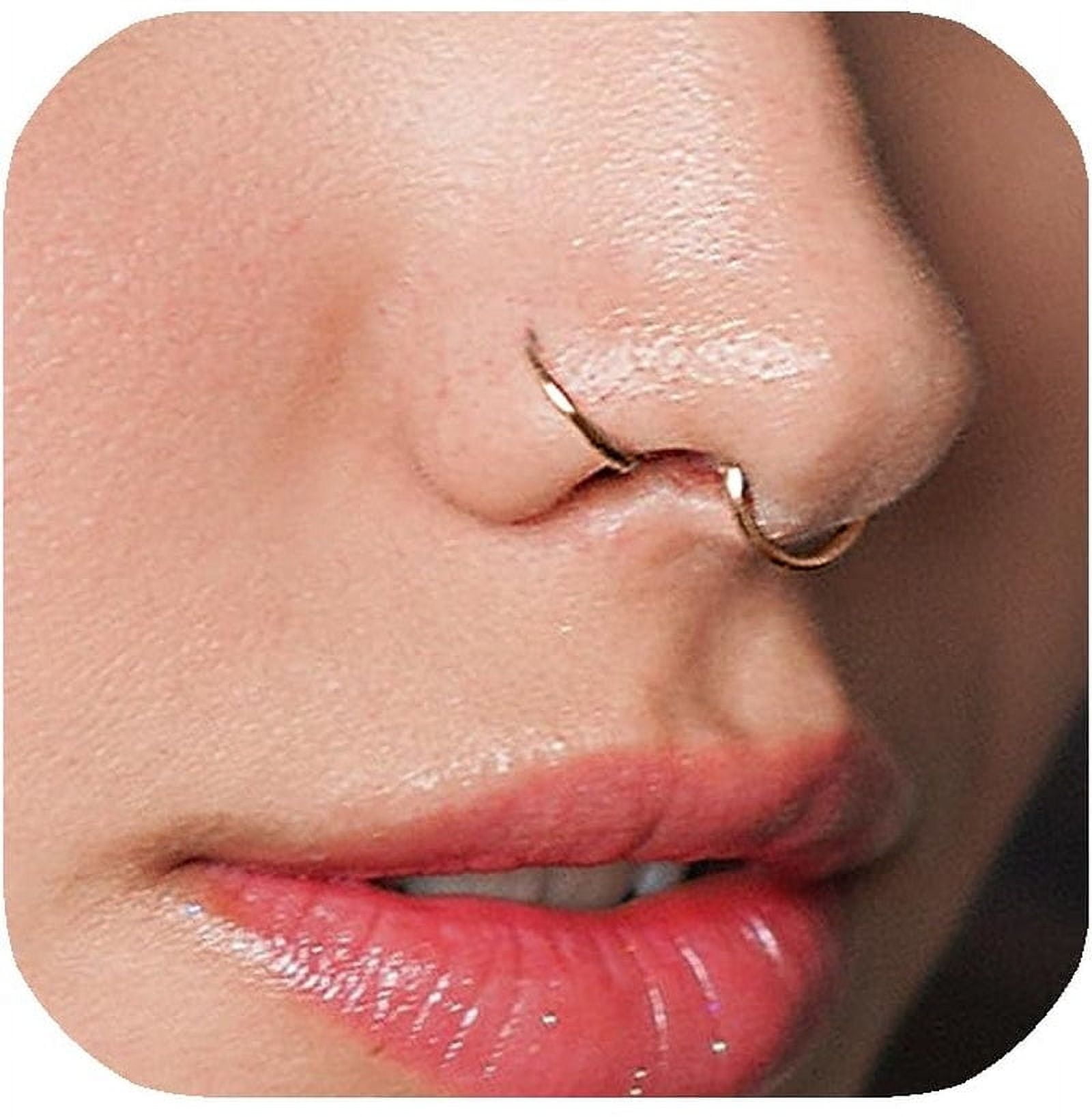 Small Gold Nose Ring Hoop for Women, Tiny Thin 14K Gold Filled Nose Piercing Hoop Jewelry 7Mm ...