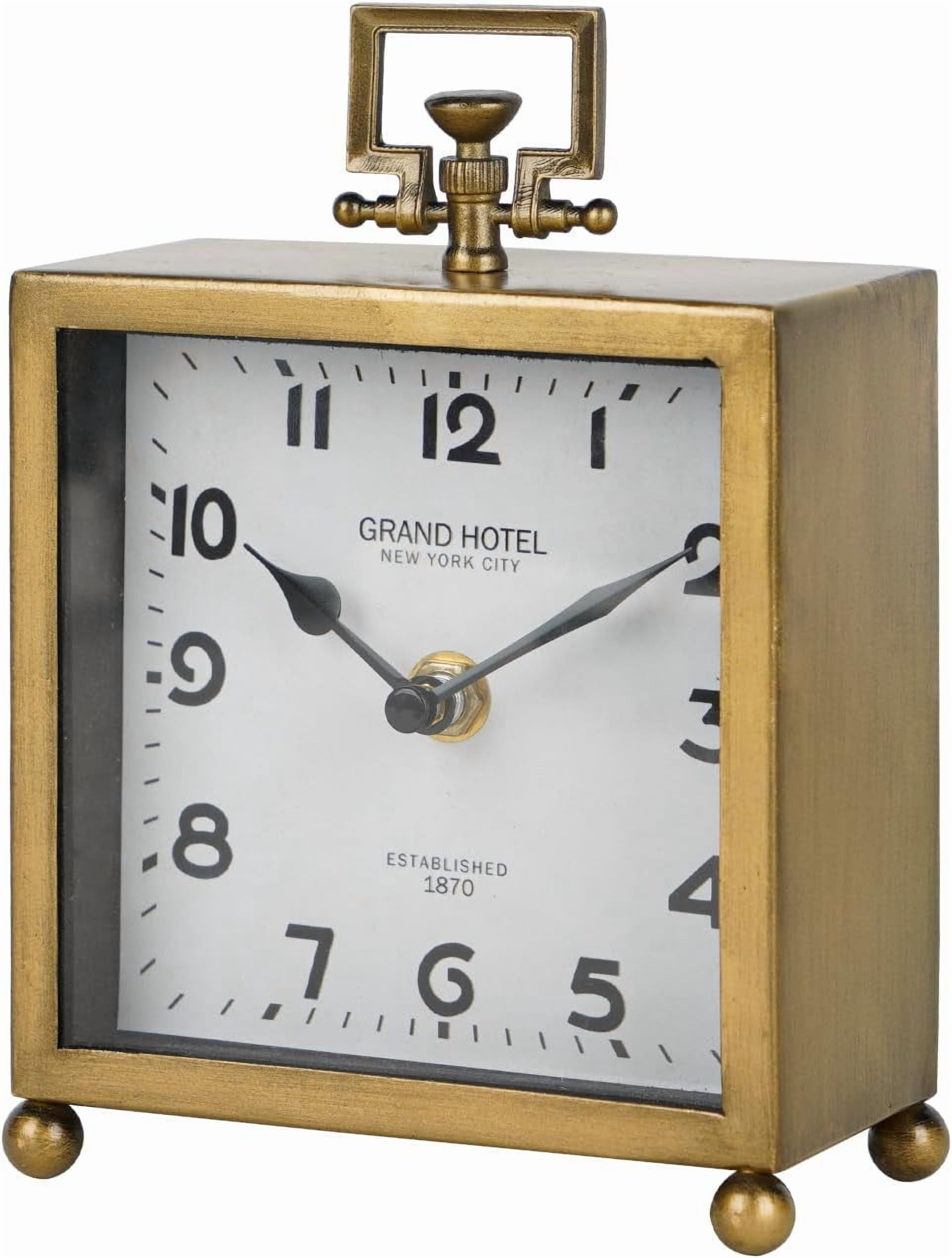 Small Gold Table Clock, Silent Non-Ticking Classic Battery Operated ...