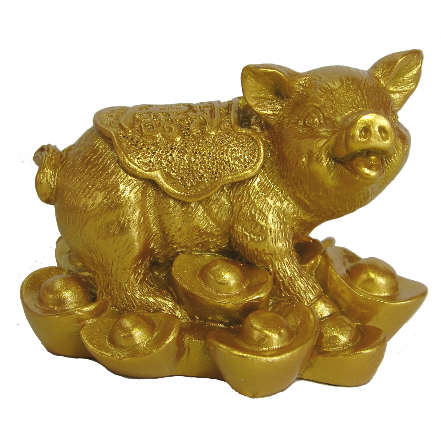 Small Golden Pig Statue Holding Coin for Lunar Year of Pig - Walmart.com