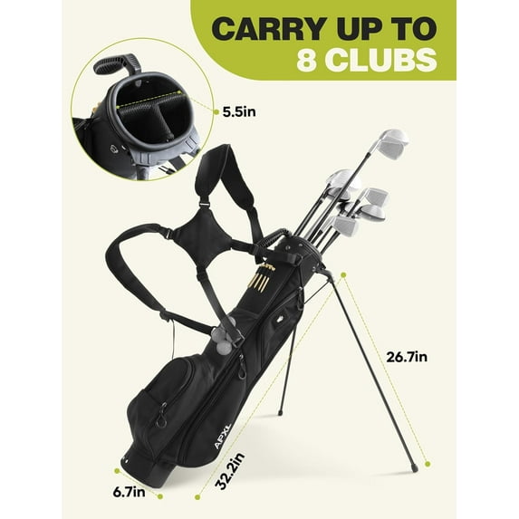 Small Golf Bag, 3 Divider Fit Up to 8 Clubs, Golf Stand Bag with Rain ...