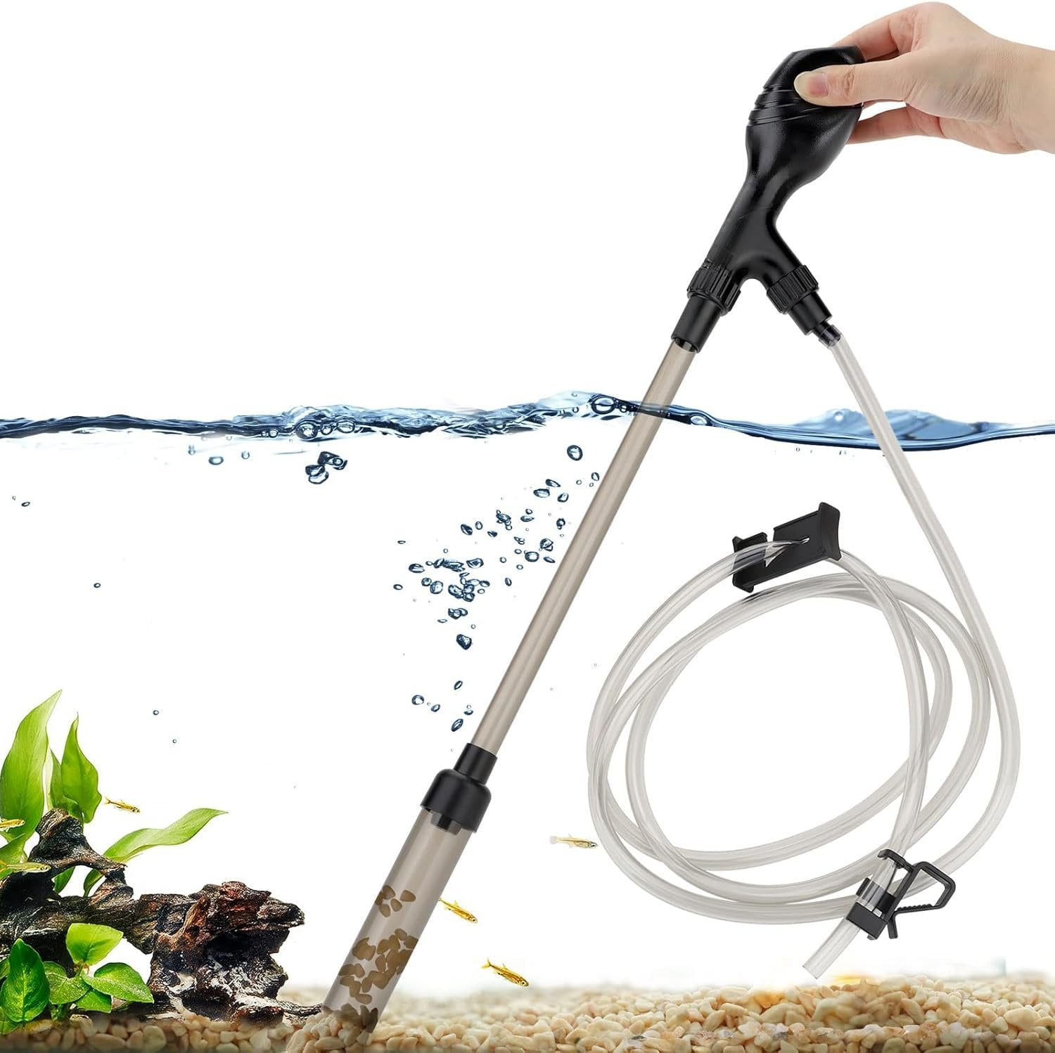 Small Gravel Vacuum for Aquarium, Manual 80GPH Aquarium Gravel Cleaner ...