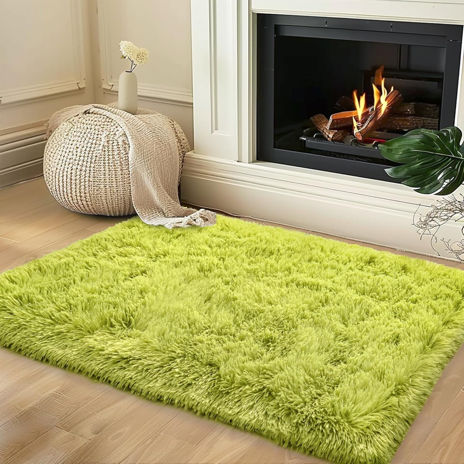 Small Green Fluffy Rug 2x3, Fuzzy Area Rug for Living Room and Bedroom ...