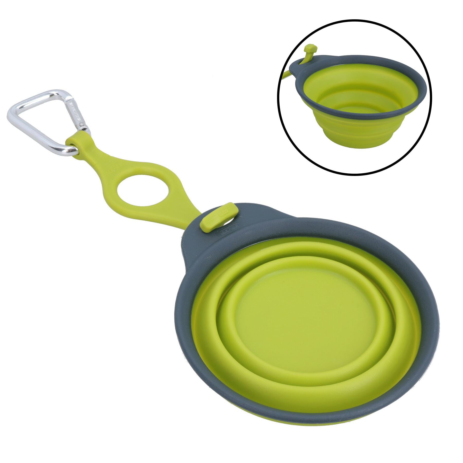 Small Green Round Collapsible Dog Travel Cup With Bottle Holder ...