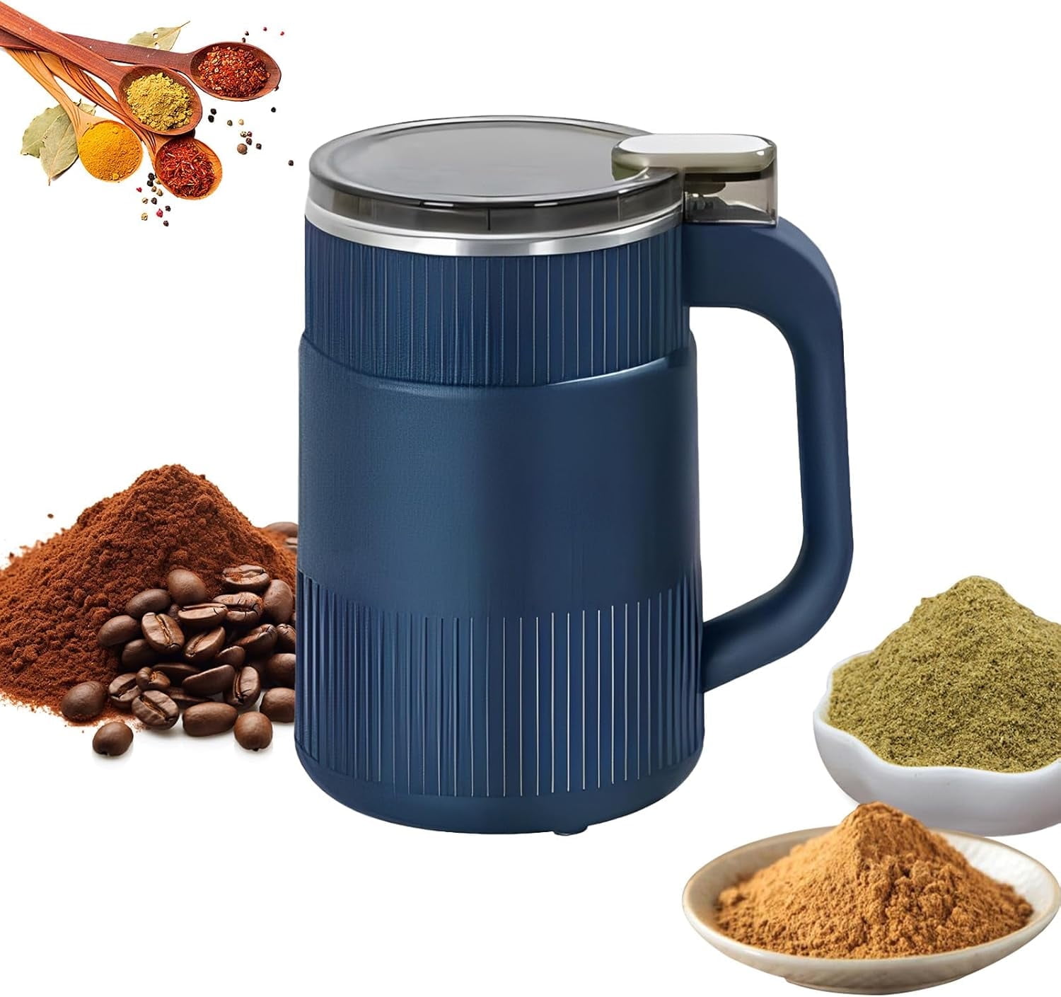 UKCOCO Portable Electric Spice Grinder Blue Stainless Steel for Kitchen ...