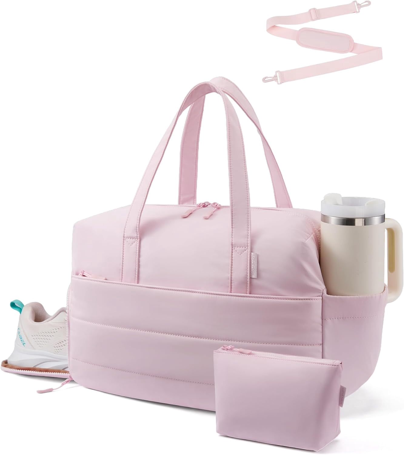 Small Gym Bag for Women with Large Tumbler Holder Pocket, Carry on ...