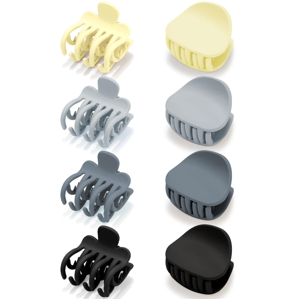 Small Hair Accessories for Women: 8 Pcs Double Row Teeth Matte Jaw ...