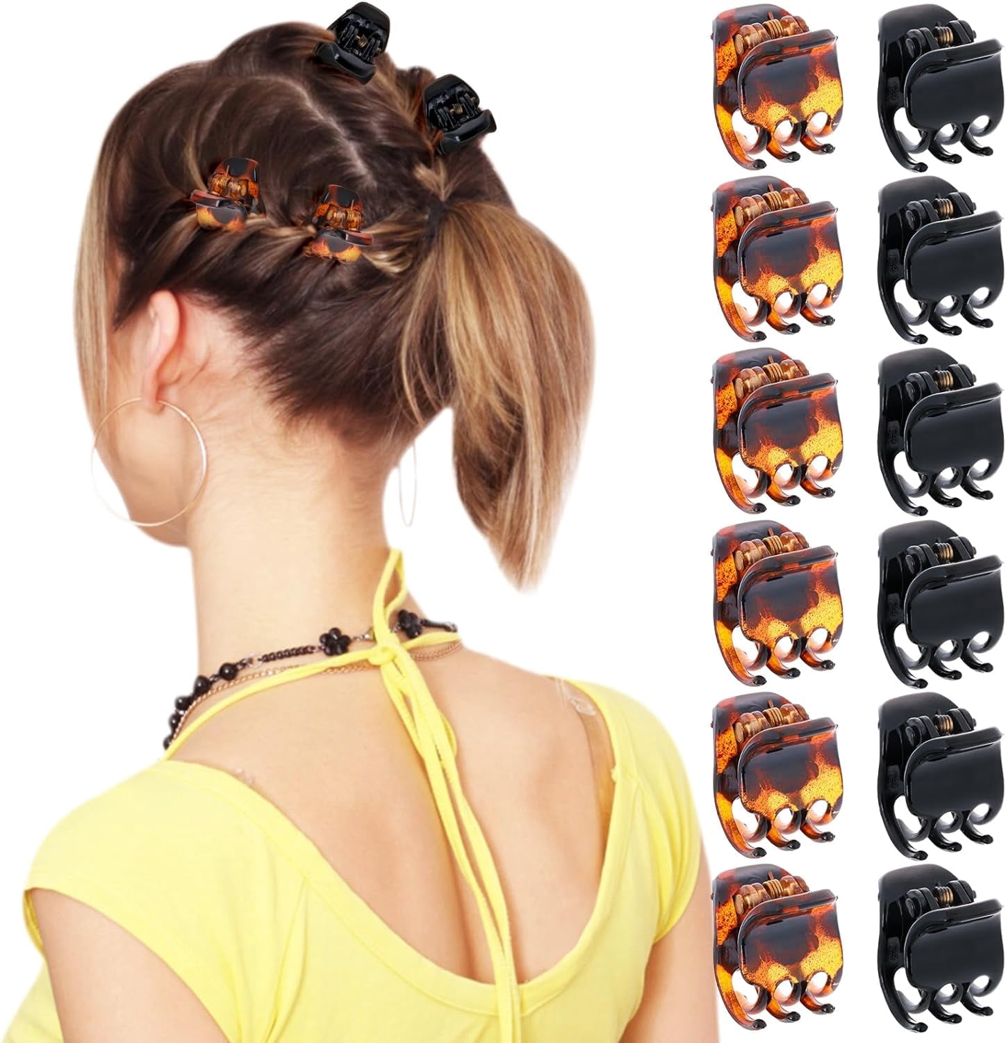 Small Hair Clips 12 PCS Mini Hair Claw Clips for Women Girls, Non Slip ...