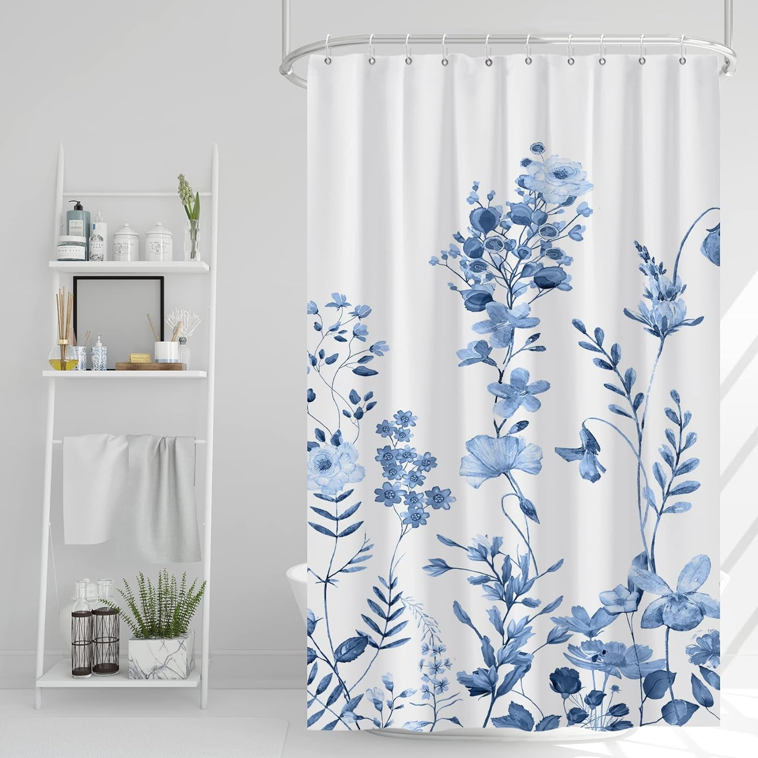 Small Half Size Stall Shower Curtain with Hooks Shower Stall Curtain 48 ...