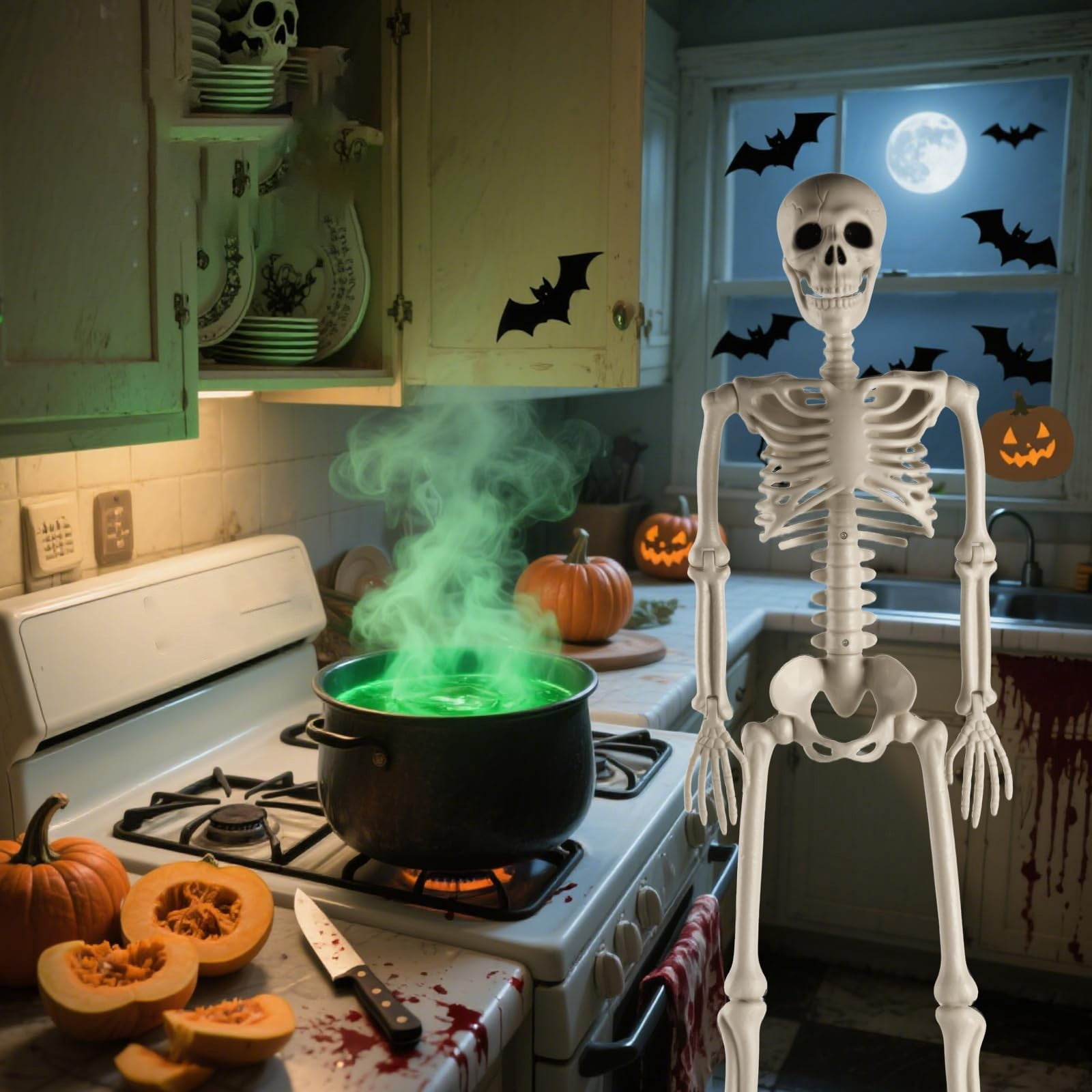 Small Halloween Skeleton 16" Full Body Skeleton Decor, Movable Joints ...