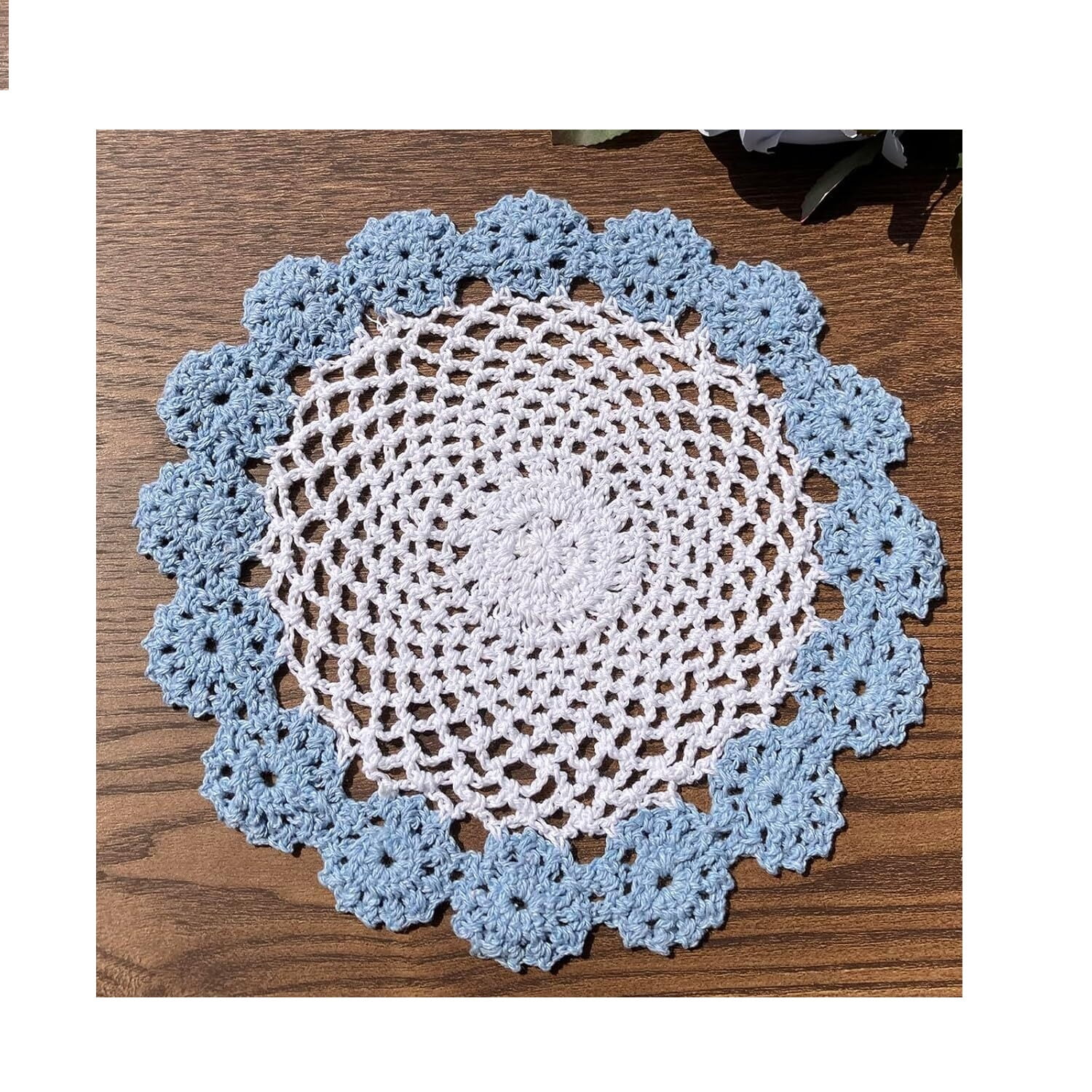 Small Handmade Place Mat Crochet Round 8inch Cotton Doily Floral Design ...