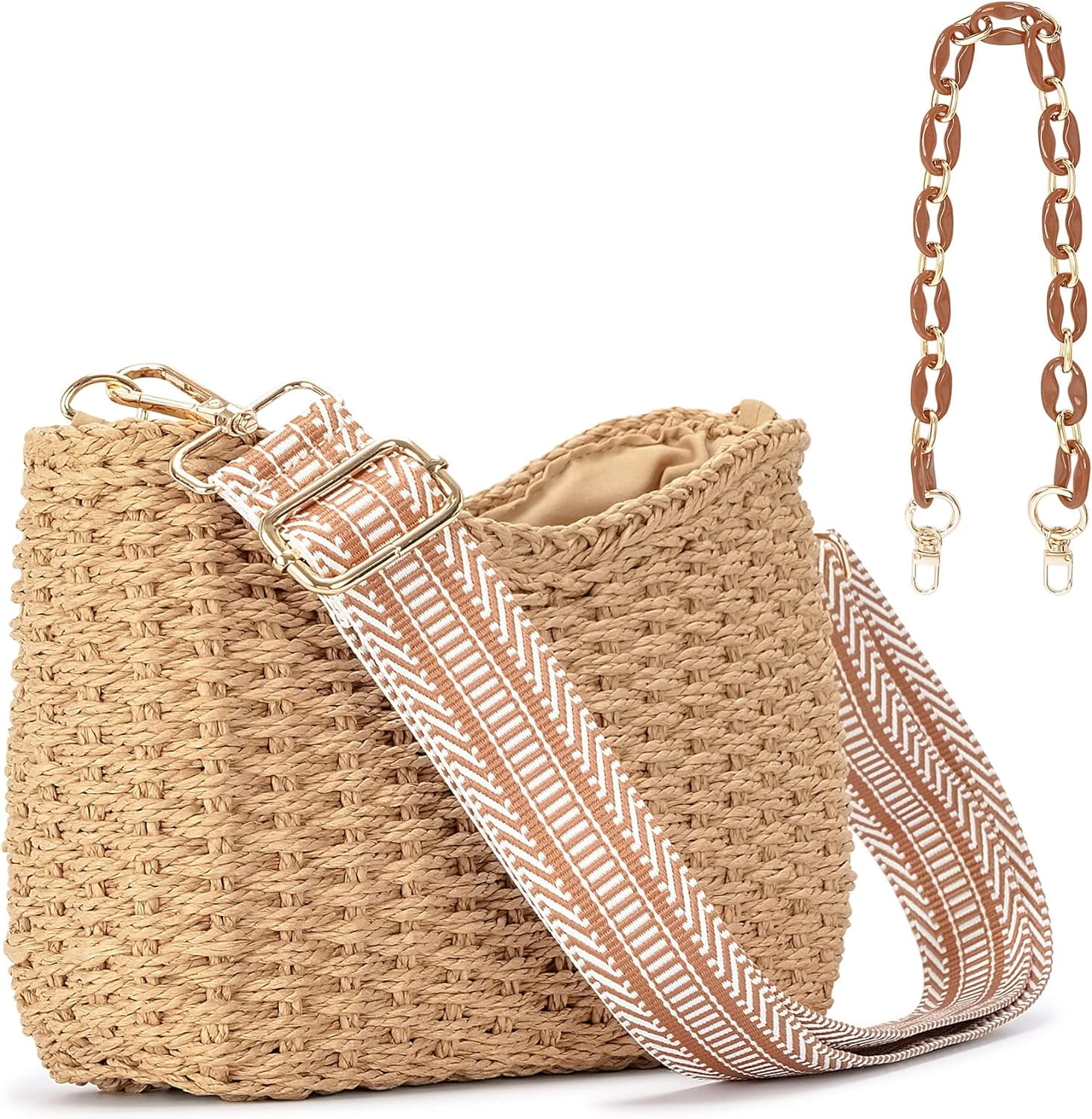 Small Handmade Straw Pocketbook Crossbody Bag for Women, Summer Chic ...