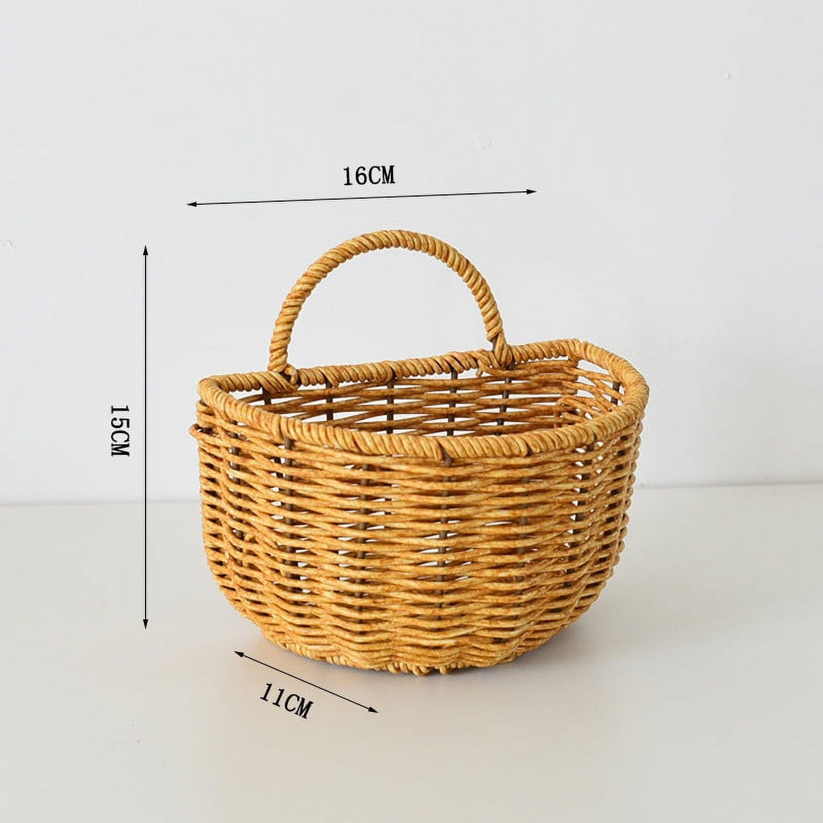 Small Hanging Basket for Wall Woven Storage Basket Imitation Rattan ...