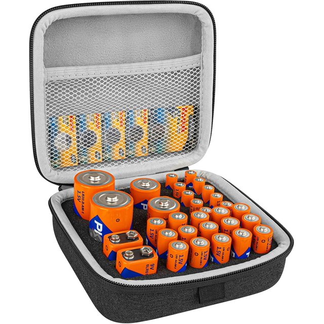 Small Hard Case Battery Organizer Storage Box, Batteries Carrying ...