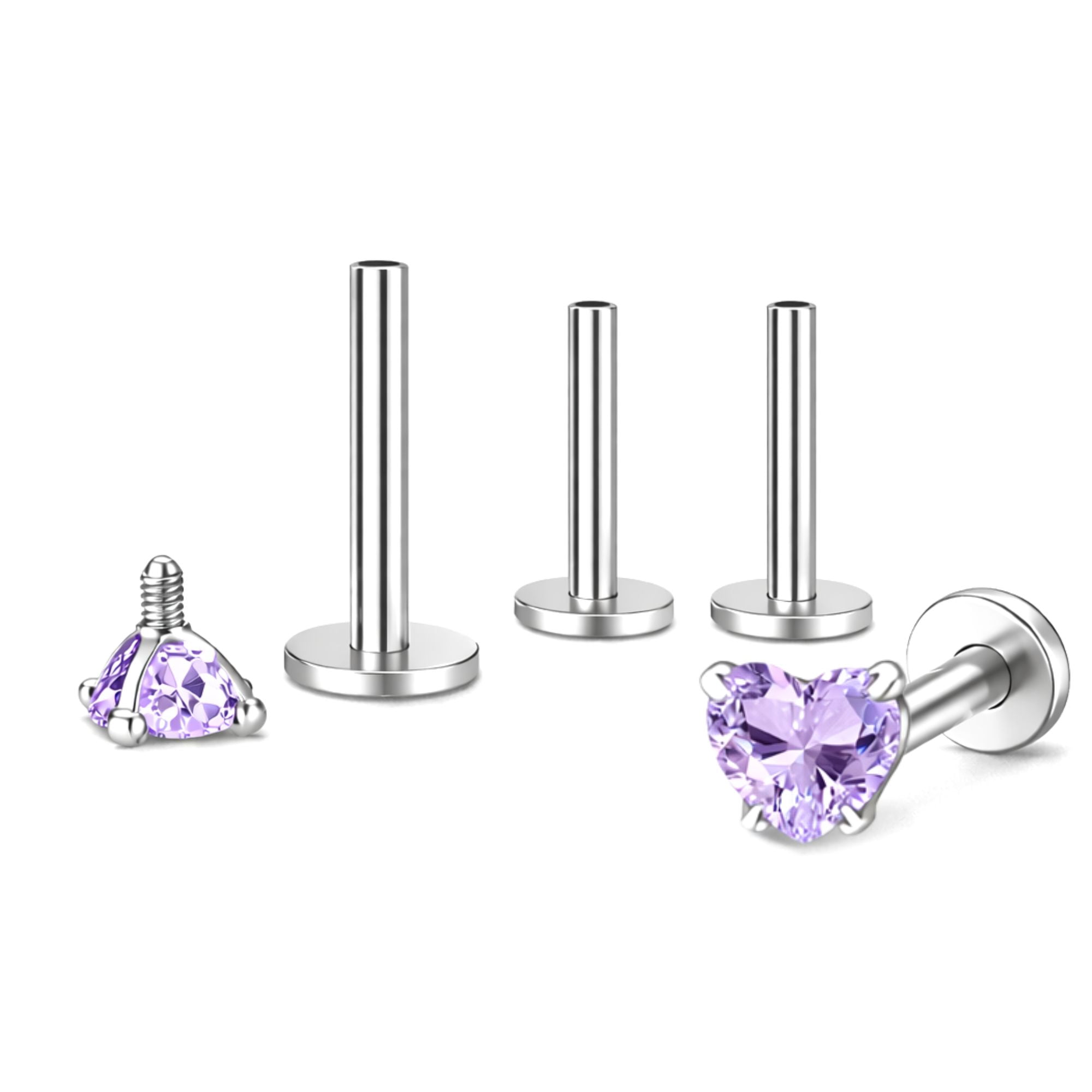 Small Heart CZ Solitaire Flat Back Stud Earrings Body Piercings by ...