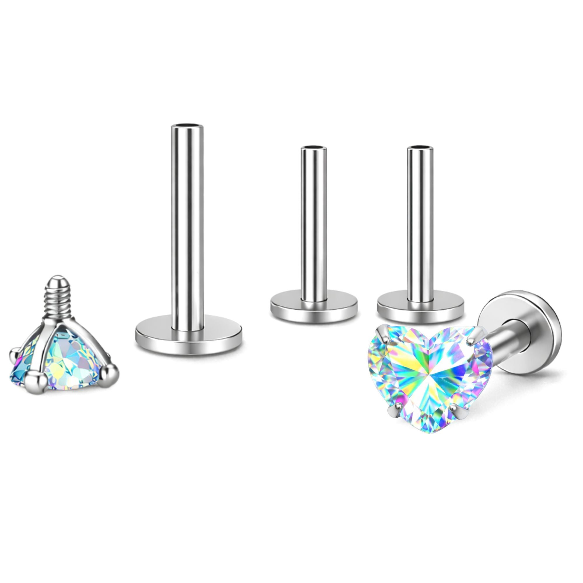 Small Heart CZ Solitaire Flat Back Stud Earrings Body Piercings by ...