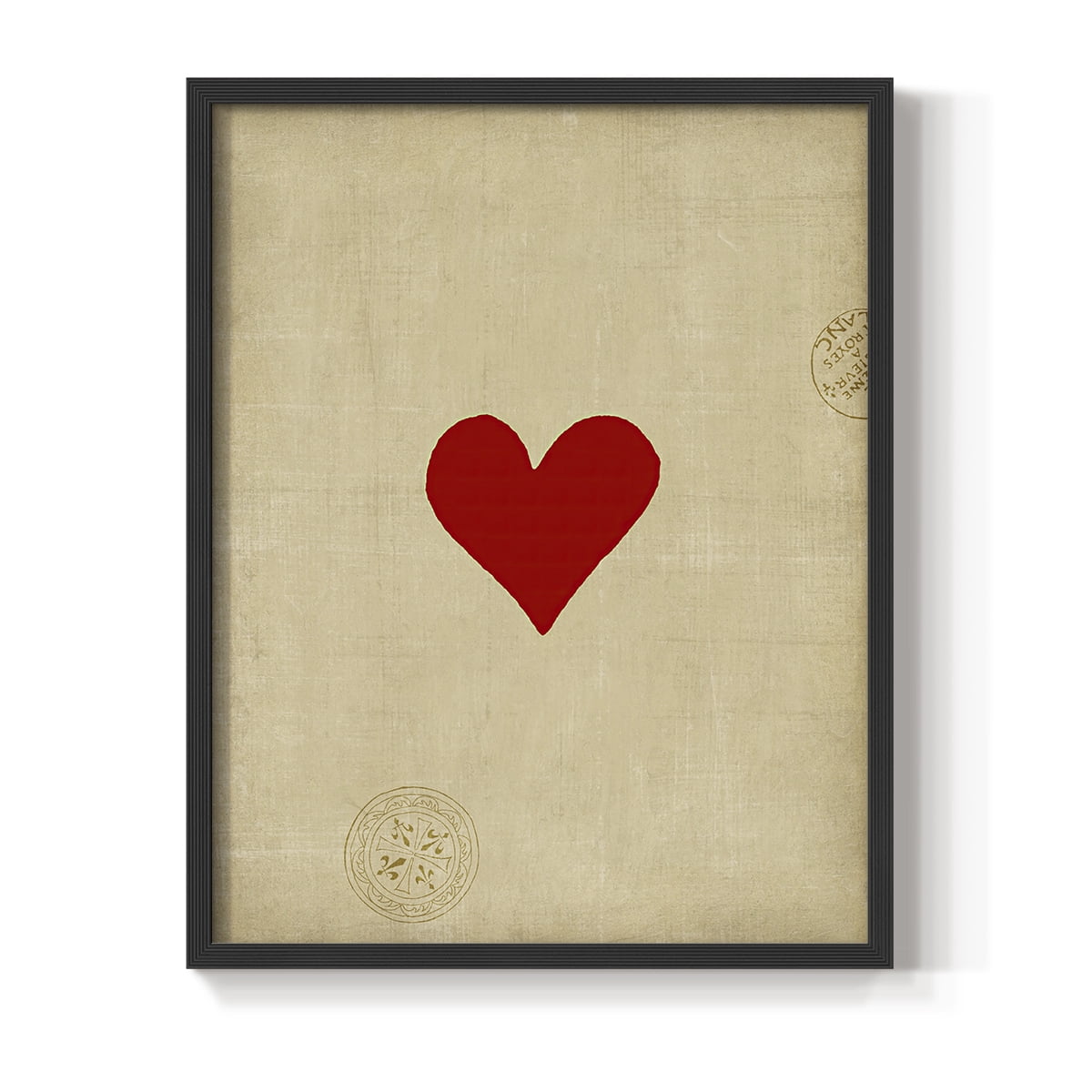Small Heart Framed Print in Black Solid Wood Framed Print No Nail ...