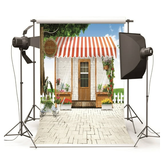 Small House Green Tree Customized Vinyl Cloth Photography Backdrop ...