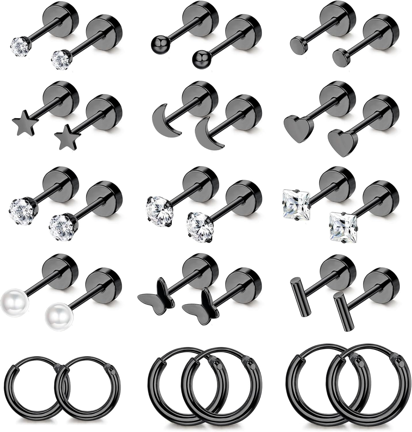 Small Hypoallergenic Flat Back Stud Earrings For Women Men 14K Gold ...