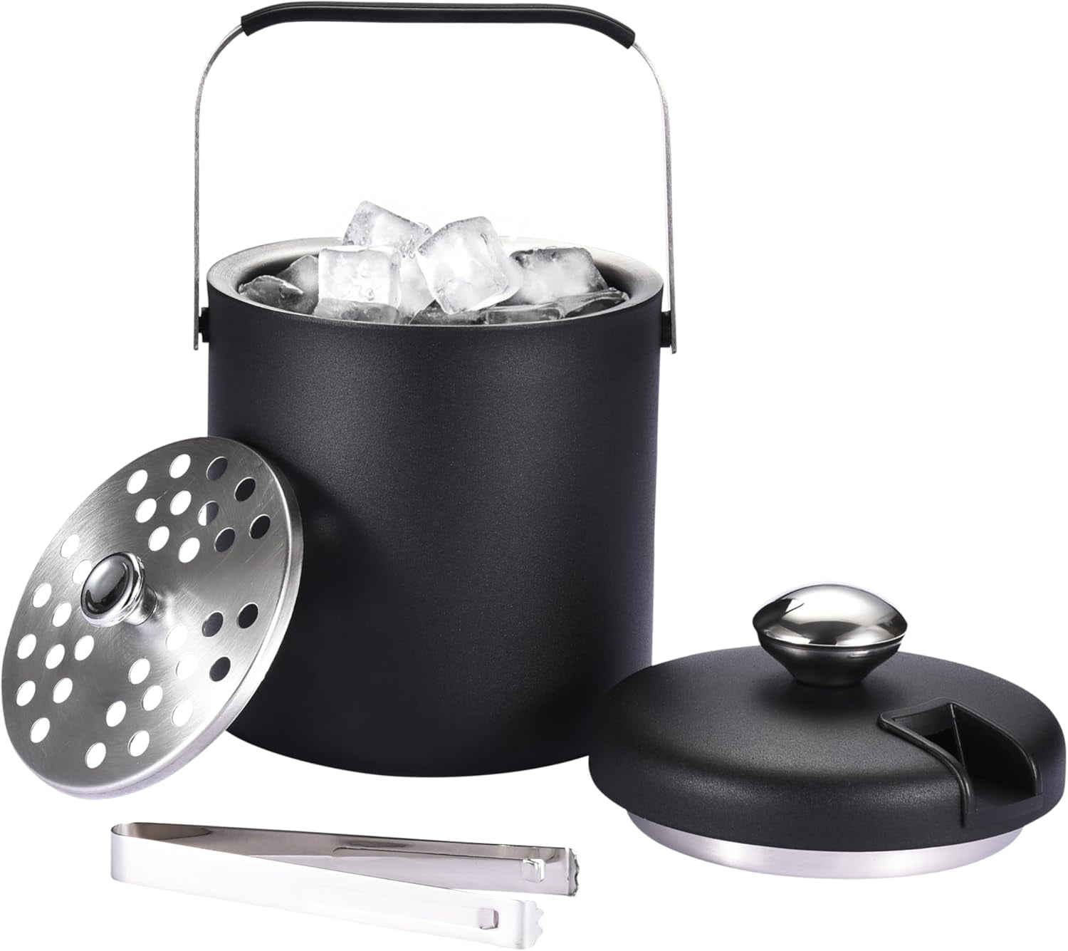 Small Ice Bucket for Parties - Ice Bucket with Lid for Cocktail Bar - Double Walled Ice ...