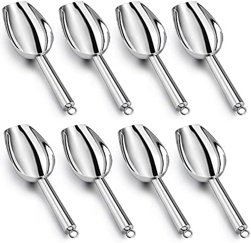 Small Ice Scoop Set of 8, 3 Ounce Stainless Steel Scooper for Freezer ...
