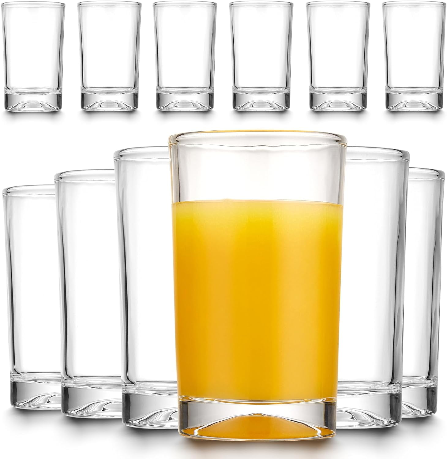 Small Juice Glasses Set of 6, 5.5-ounce Glass Cups, Heavy Base Juice ...