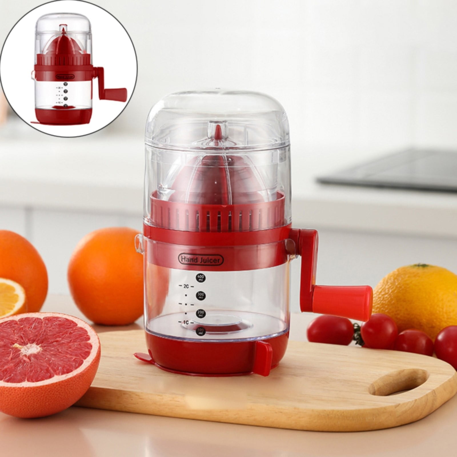 Small Juicer Red, Manual Juicer Hand Crank Orange Lime Juicer Easy and ...