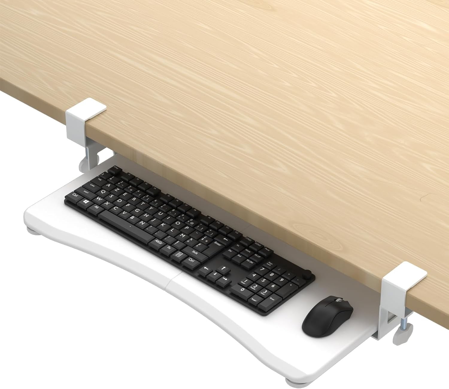 Small Keyboard Tray Under Desk Pull Out with C Clamp Mount for Computer Keyboard, 20 (24.2 ...