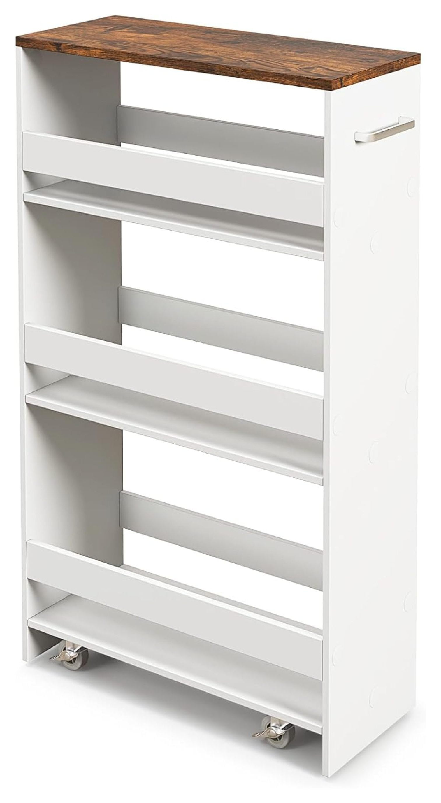 Small Kitchen Cart, 4-Tier Slim Rolling Cart with Handle, Laundry Room ...