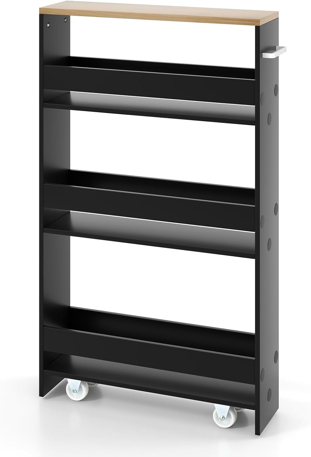 Small Kitchen Cart, 4-Tier Slim Rolling Island with Handle, Laundry ...