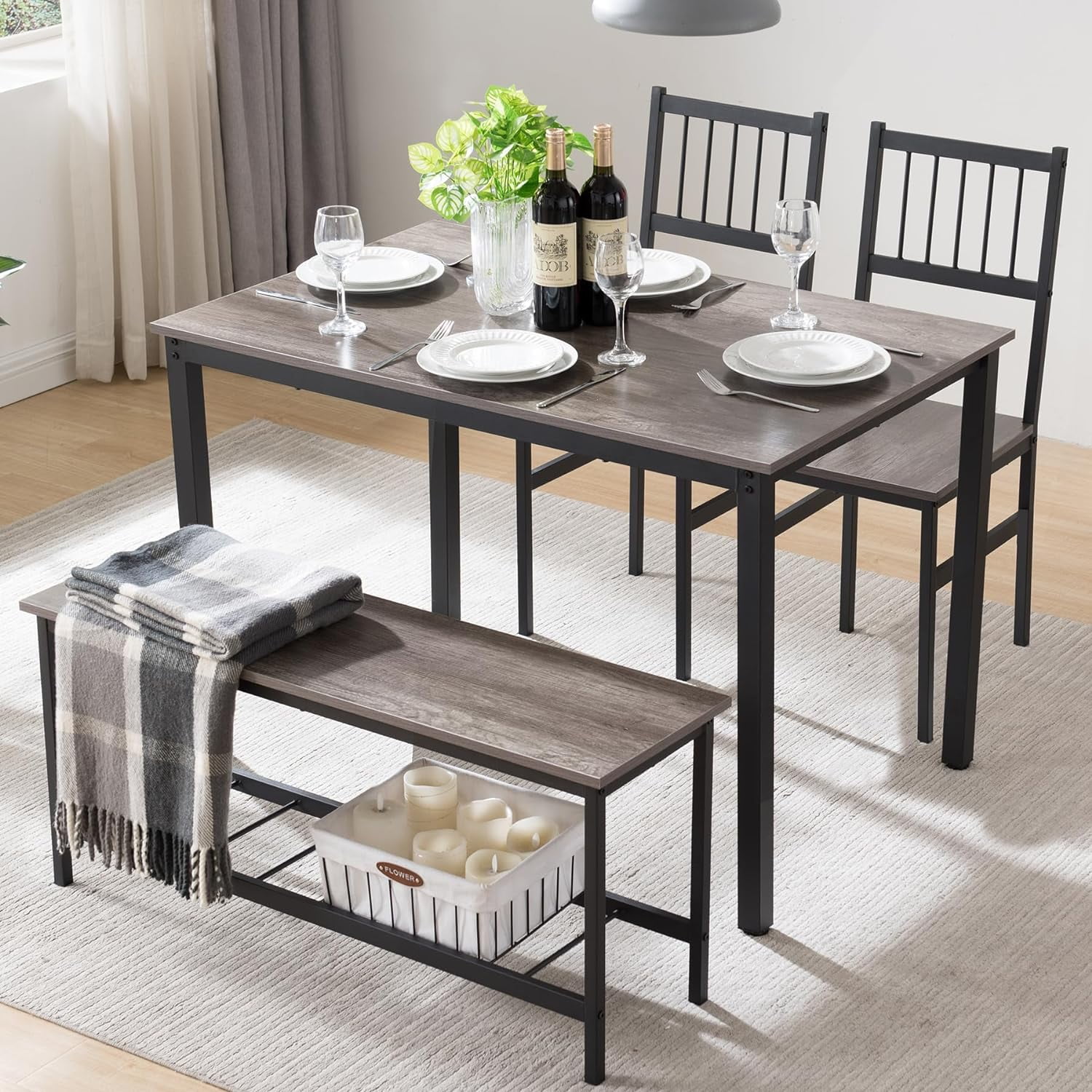 Small Kitchen Table and Chairs for 4, Dining Room Table and 2 Chair 1 ...