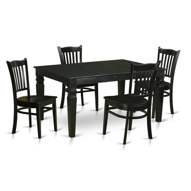 Small Kitchen Table Set with 4 Kitchen Table & 4 Chairs, Black - 5 ...