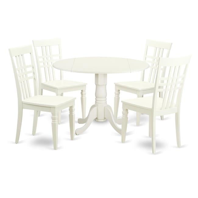 Small Kitchen Table Set with One Dublin Table & 4 Chairs, Linen White ...