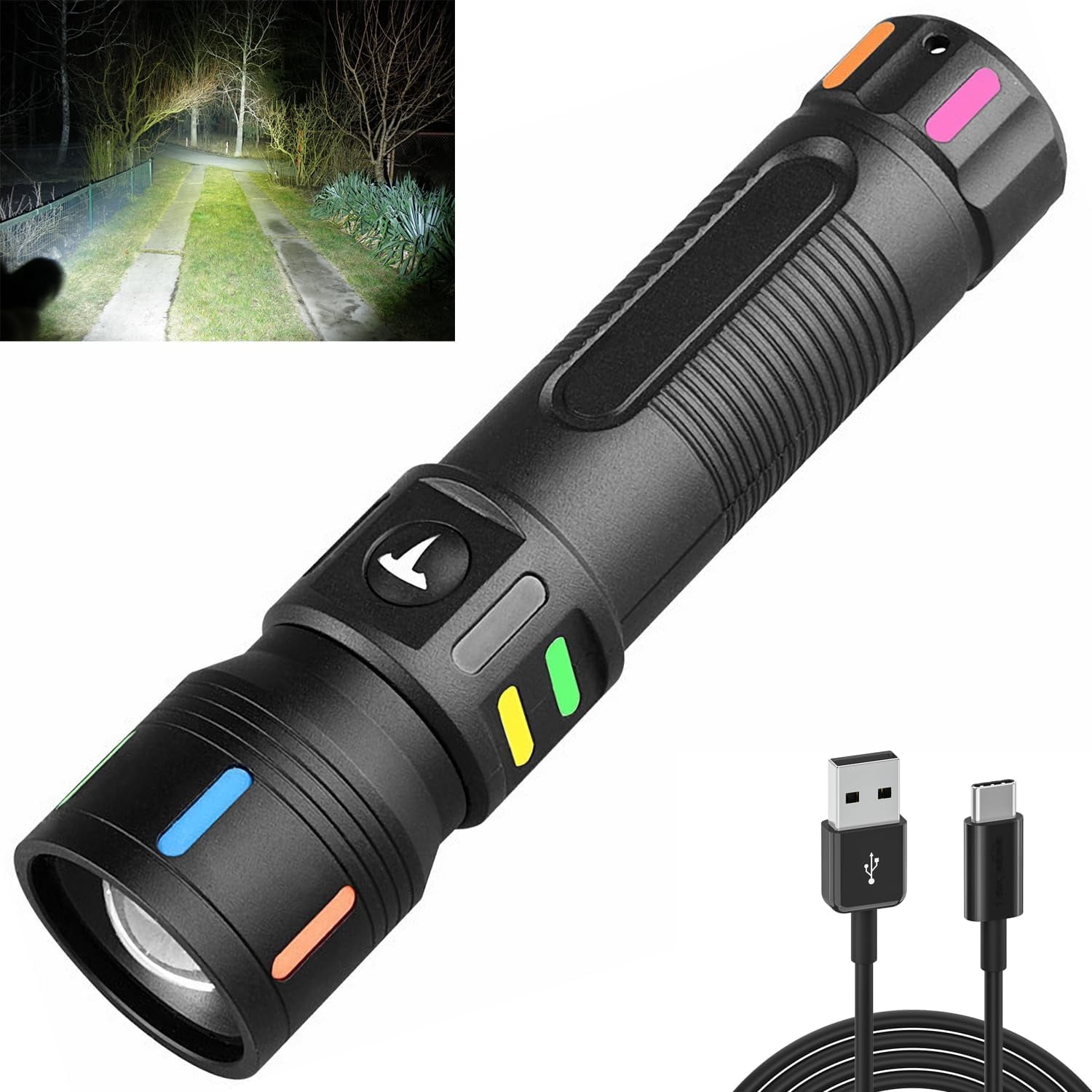 Small LED Flashlights 20000 High Lumens Rechargeable, Handheld Zoomable ...