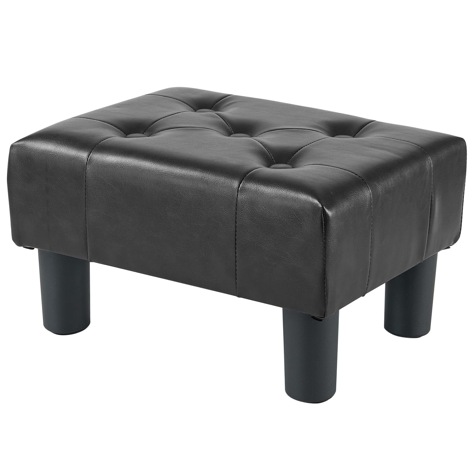 Small Leather Footstool with Legs, Stable Ottoman for Living Room, Desk ...