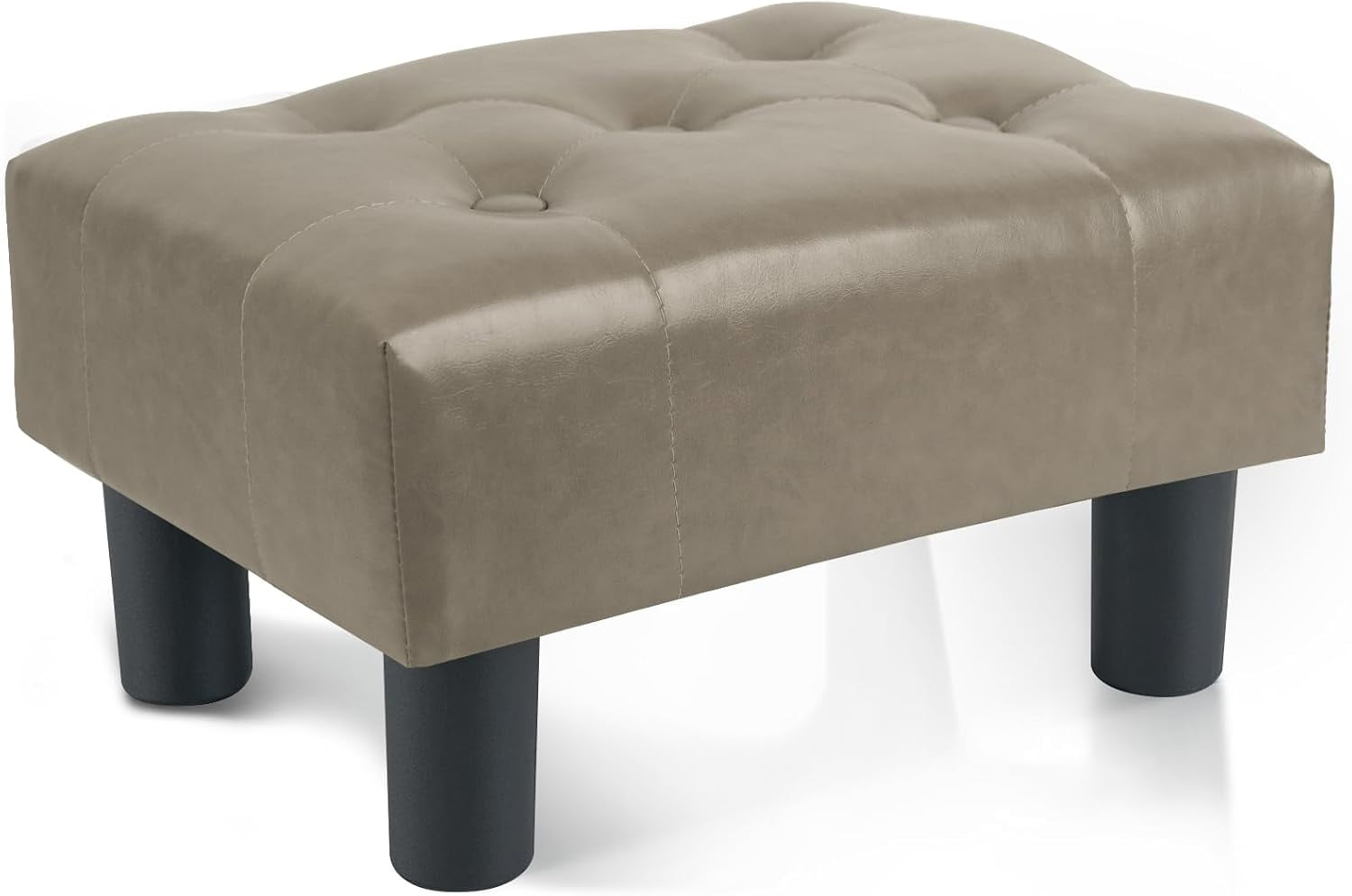 Small Leather-Look Foot with Sturdy Legs - Compact Rectangle Footstool ...