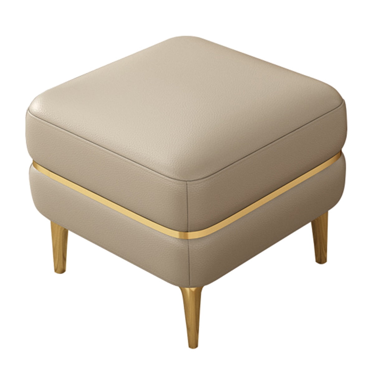 Small Leather Ottoman Foot Rest Foot Stool With Metal Legs, Upholstered ...