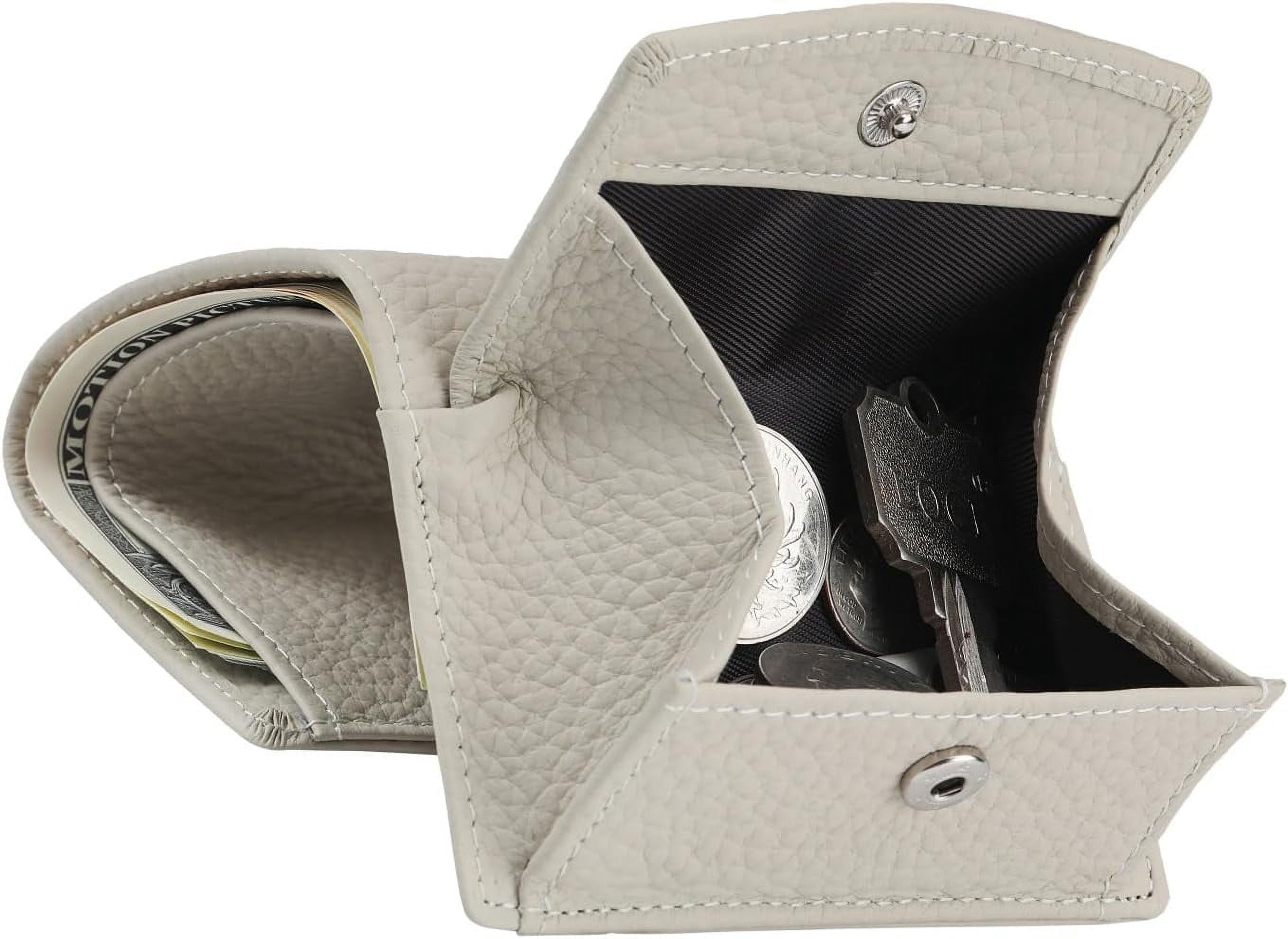 Small Leather Wallet for Women with Coin Pouch Compact Trifold Mini ...