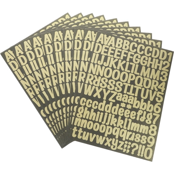 FENGGUIQU 10 Sheets Decorative Letter Stickers Golden Paper Self ...