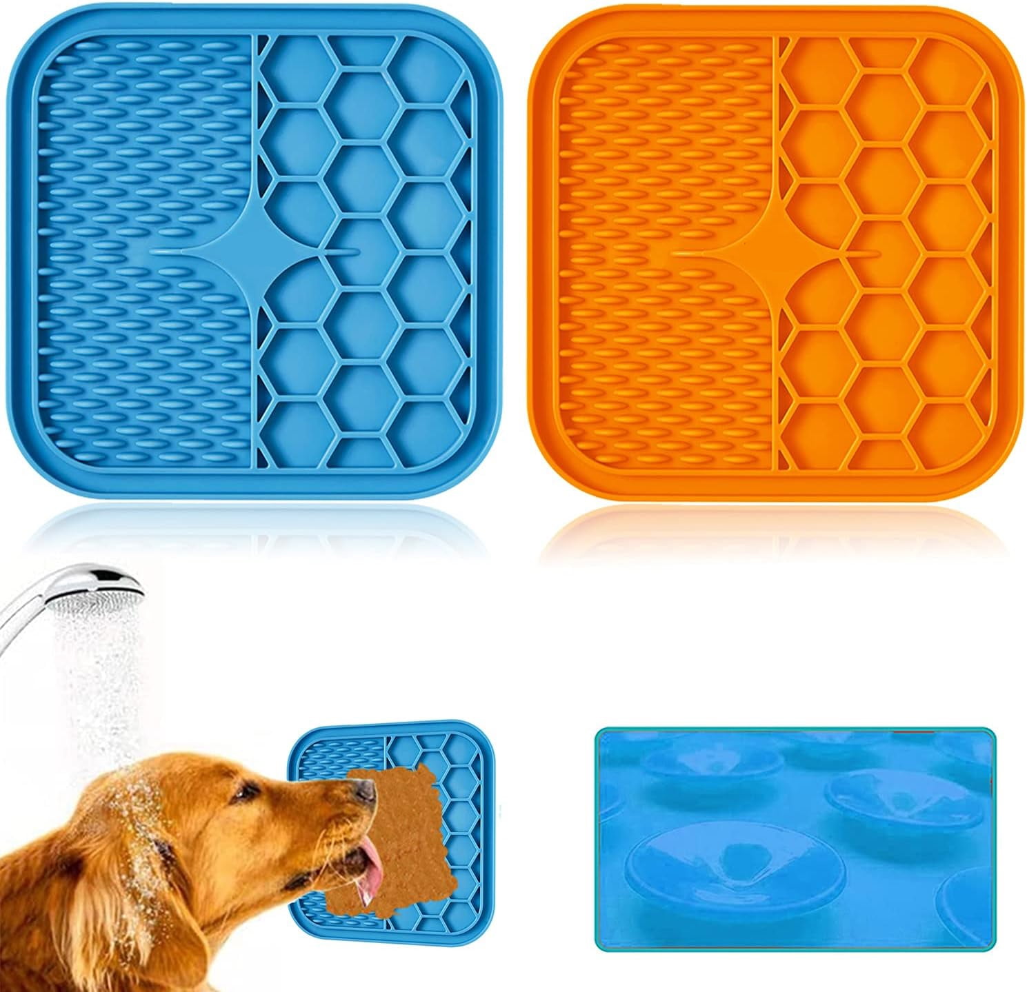 Small Lick Mat for Dogs and Cats, 2PCS Silicone Dog Licking Mats with Suction Cups for Anxiety ...