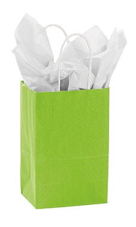 SSWBasics-Small Lime Green Paper Shopping Bags - 5 ¼”L x 3 ½”D x 8 ½”H ...