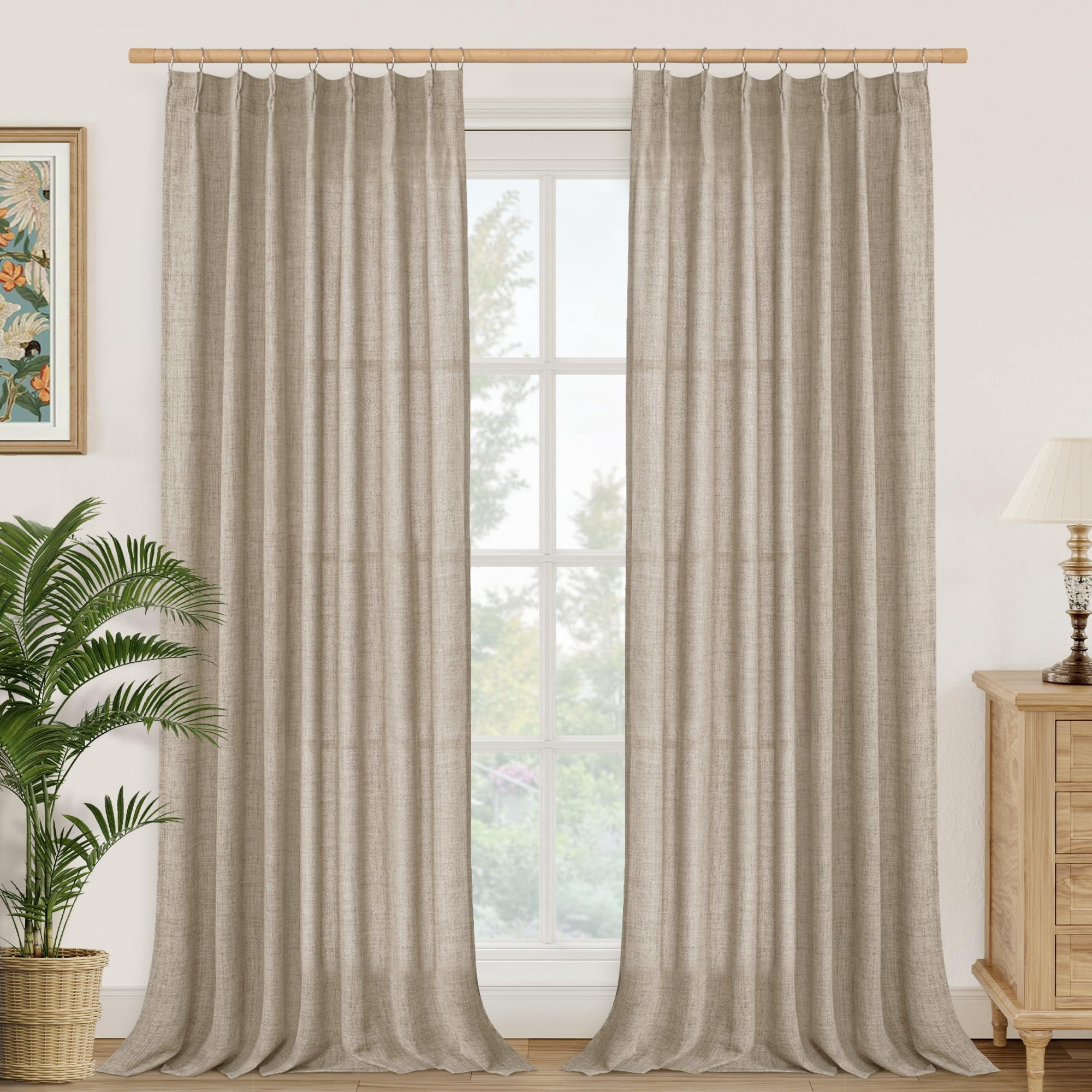 Small Linen Cafe Curtains 36 Inch Length Natural Semi Sheer Rod Pocket ...