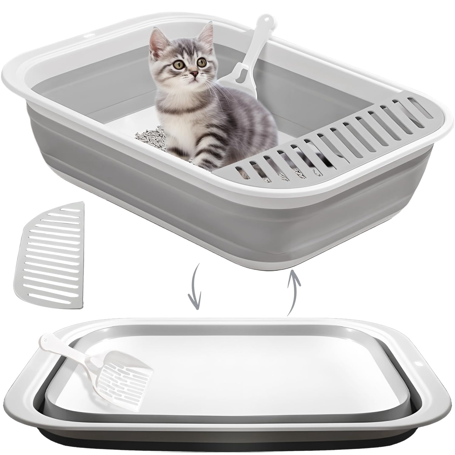 Small Litter Box for Kittens, Open Potty Pan Cat Toilet Portable Cats ...
