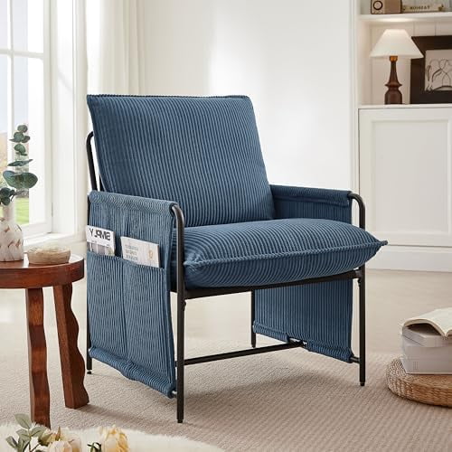 Small Living Room Chair - Mid Century Modern Corduroy Accent Chair with ...