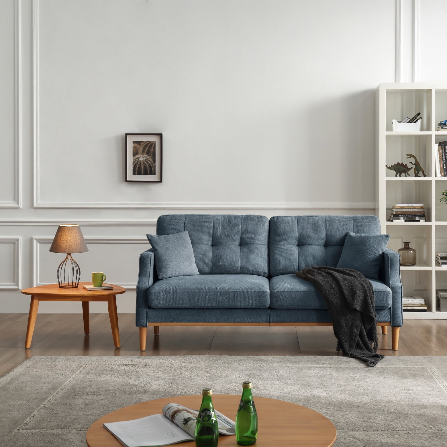 Small Loveseat Couch Sofa with Soild Wood Legs, 2-Seater Couch with USB ...